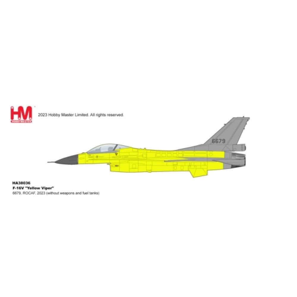 HA38036 - 1/72 F-16V YELLOW VIPER 6679 ROCAF 2023 WITH 2 X AIM-9X AND 1 X MIDDLE FUEL TANK